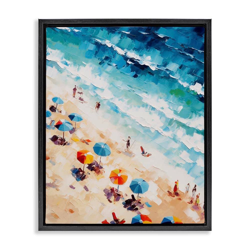 Stupell Industries Bold Beachgoers Hues by Arlington Prints Black Floater Frame Coastal Graphic ...
