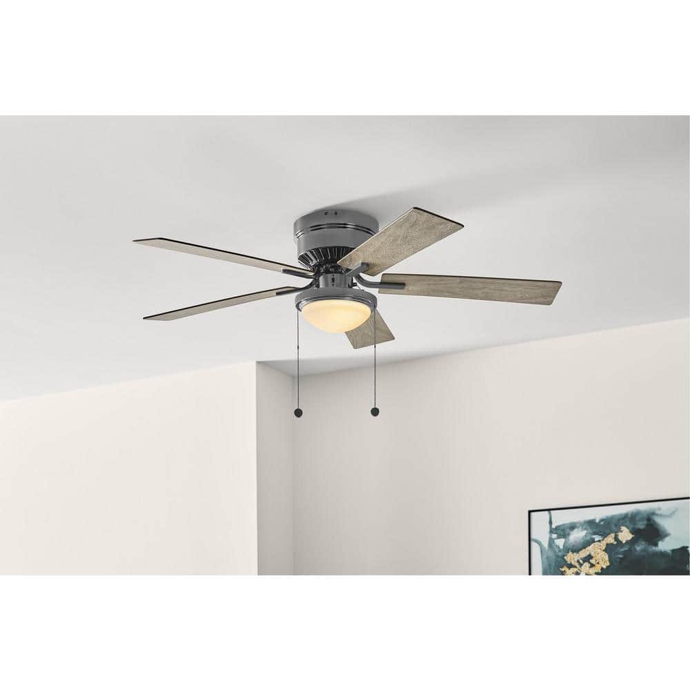 Hampton Bay Hugger II 52 in. Indoor Gun Metal Low Profile Ceiling Fan ...