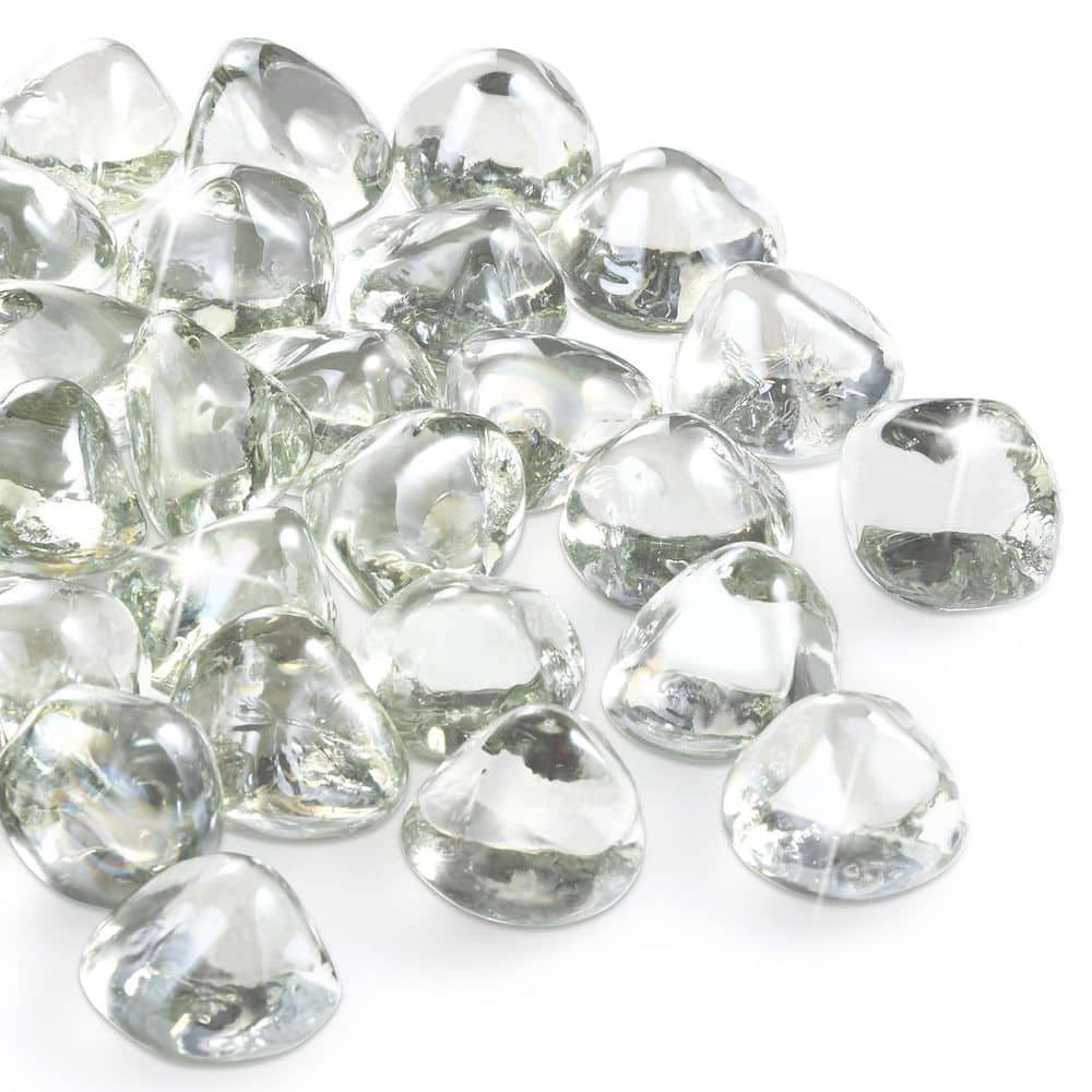 OGETFUUR 10 lb. 1 in. High Luster Firepit Glass, Clear Fire Glass Rocks ...