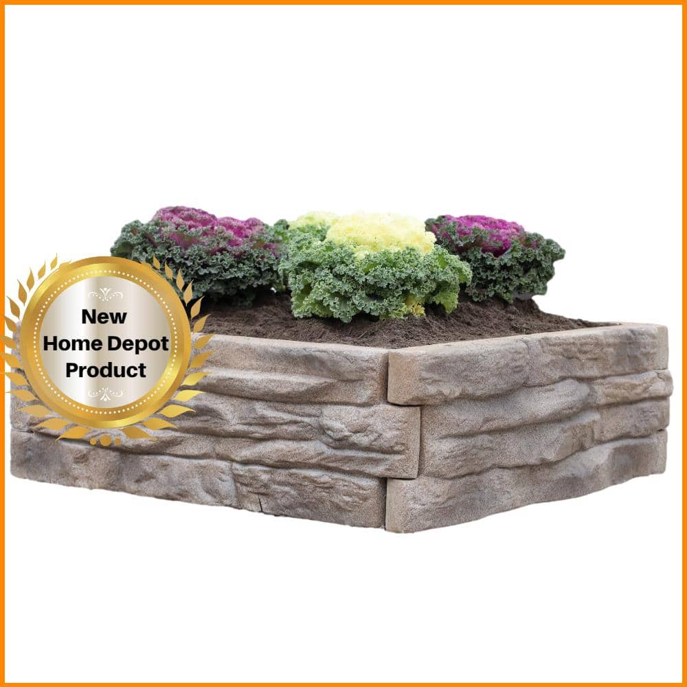 Landecor Raised Garden Bed Tan/Brown Ledgestones - Composite ...