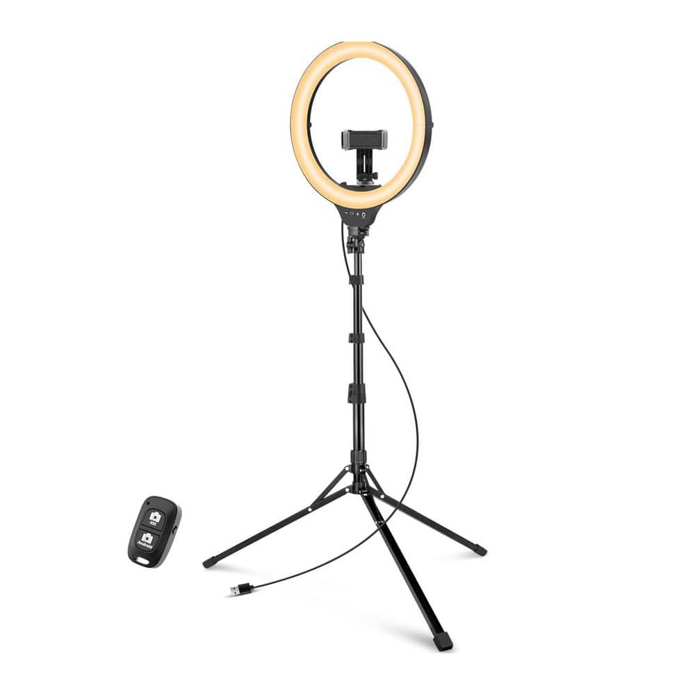 Ahfiwaso 14 Inch Black Ring Light with 67 Inch Adjustable Foldable ...
