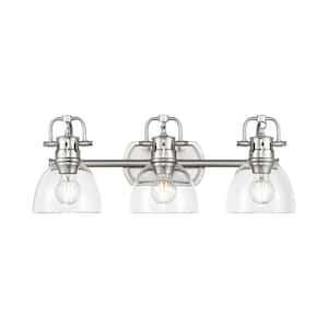Golden Lighting Duncan 8.25 in. 2-Light Pewter Vanity Light with Clear ...