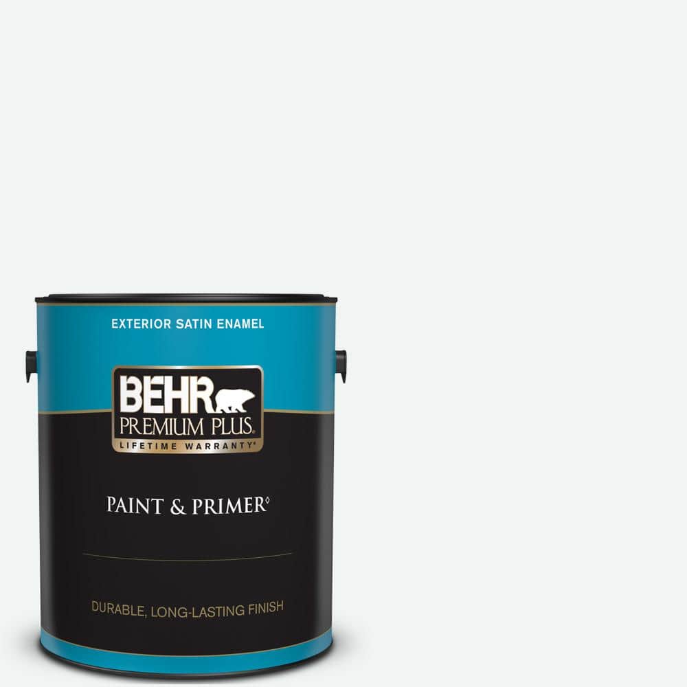 BEHR PREMIUM PLUS 1 gal. #BL-W09 Bakery Box Satin Enamel Exterior Paint ...