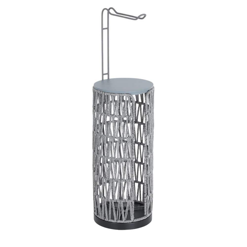 Wudkey Freestanding Rattan Toilet Paper Holder with Storage in Gray ...