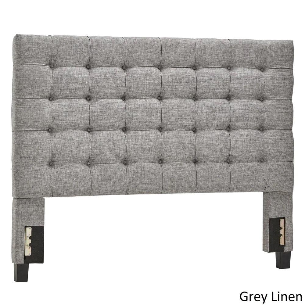 HomeSullivan Gray Button Tufted Linen King Upholstered Headboard ...
