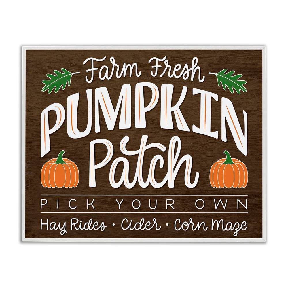 Stupell Industries Farm Fresh Pumpkin Patch Sign by Jalynn Heerdt White ...