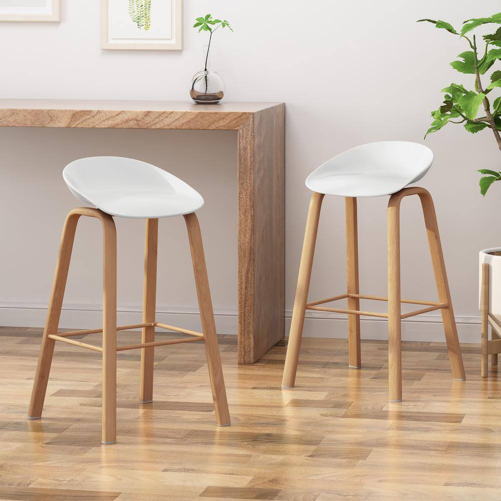 Noble House Commodore 34 in. White Bar Stool (Set of 2) 65747 - The ...
