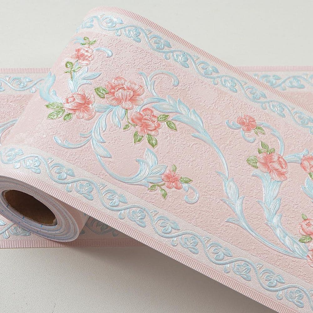 TUKTUK Vintage Multi-colored Peel & Stick Wallpaper Borders Pink and ...