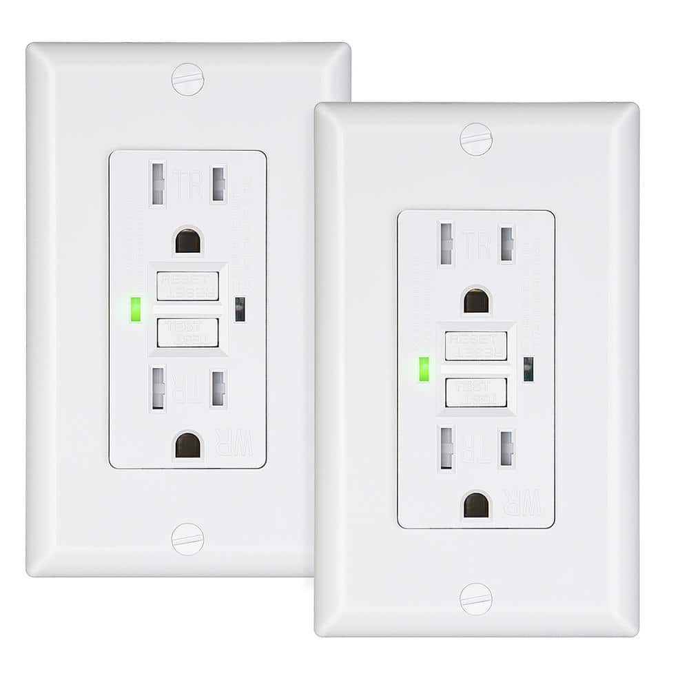 DEWENWILS White 15 Amp Tamper Resistant GFCI Outlet Receptacle with LED ...