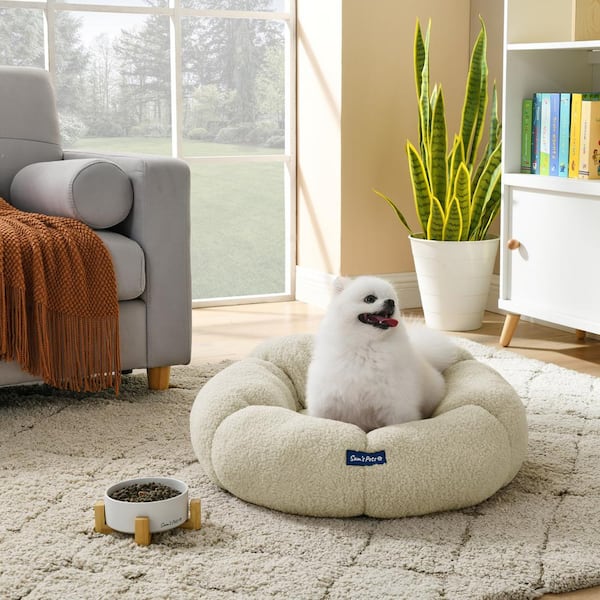 Sam s Pets Chloe 23.62 in. Cuddler Dog Bed in Beige SP DB1361PK