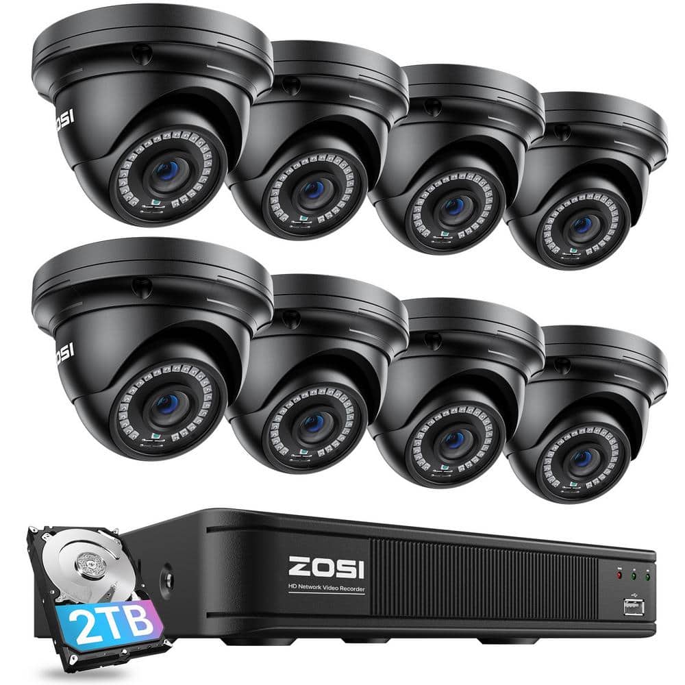 ZOSI 8-Channel 5MP POE 1TB NVR Security Camera System with 8 Wired ...