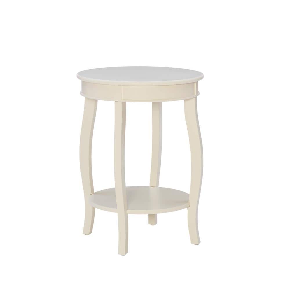 Linon Home Decor Justine 18 in. Off White Round Wood Side End Table ...