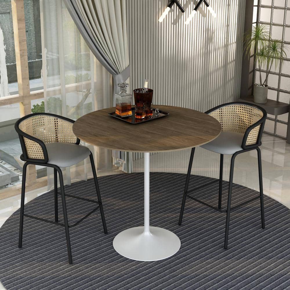 Leisuremod Verve 48 in. Bar Table Round MDF Tabletop Bistro Table in ...