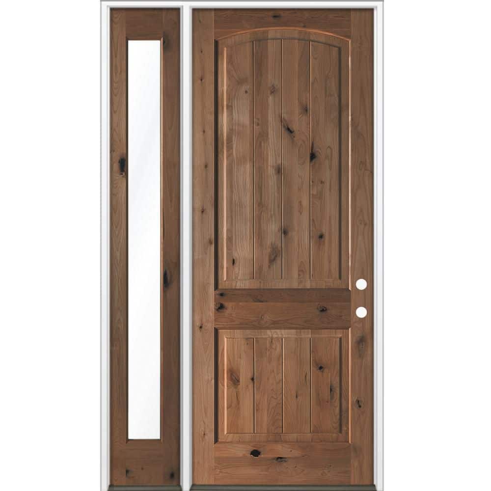 Krosswood Doors 44 in. x 96 in. Knotty Alder Arch Top Left-Hand/Inswing ...