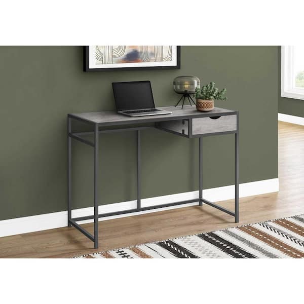 HomeRoots 42.25 in. Rectangular Gray Metal 1-Drawer Computer Desks ...