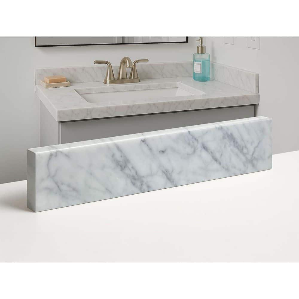 NTQ Etyi 21 in. Engineered Stone Vanity Sidesplash Bathroom Vanity Side Splash in Carrara White ...