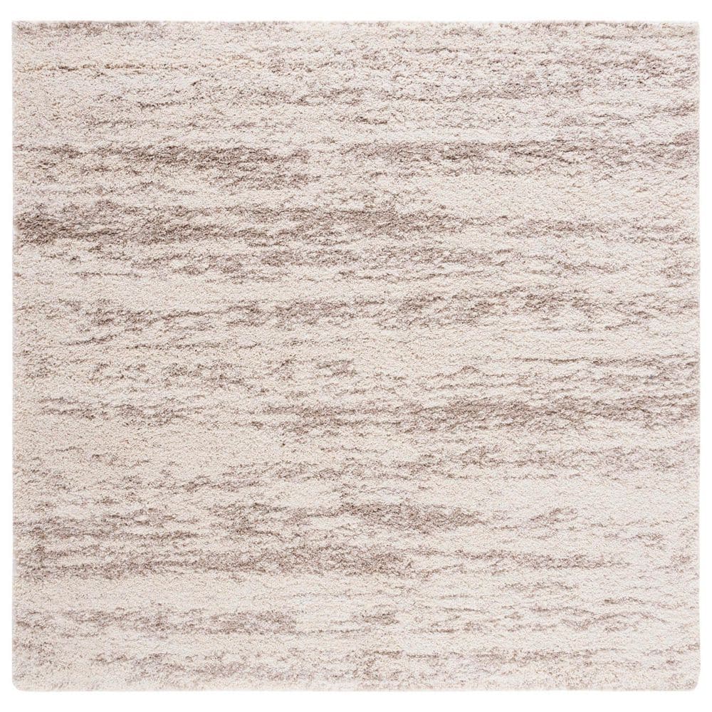 SAFAVIEH Hudson Shag Ivory/Beige 12 ft. x 12 ft. Marble Square Area Rug ...
