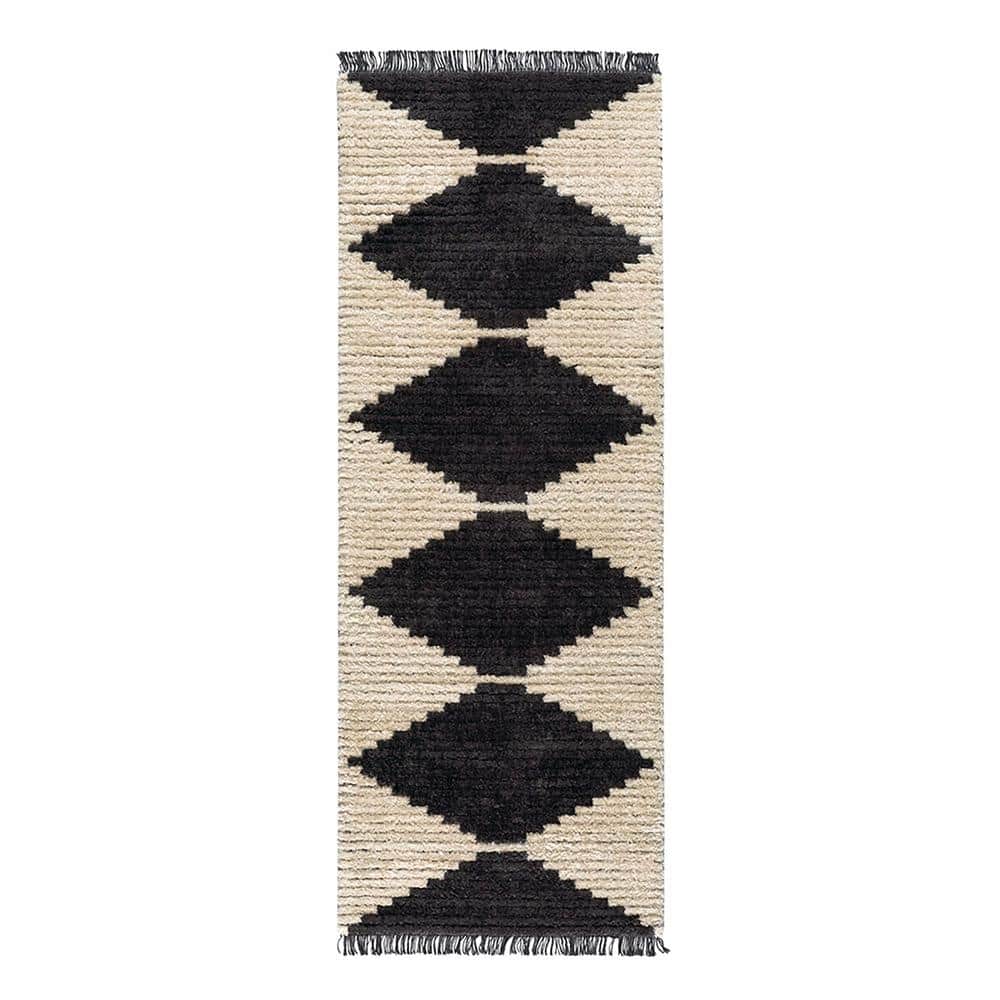 Madison Park Renae Black/Ivory 2 ft. x 7 ft. Modern Polyester Area Rug ...