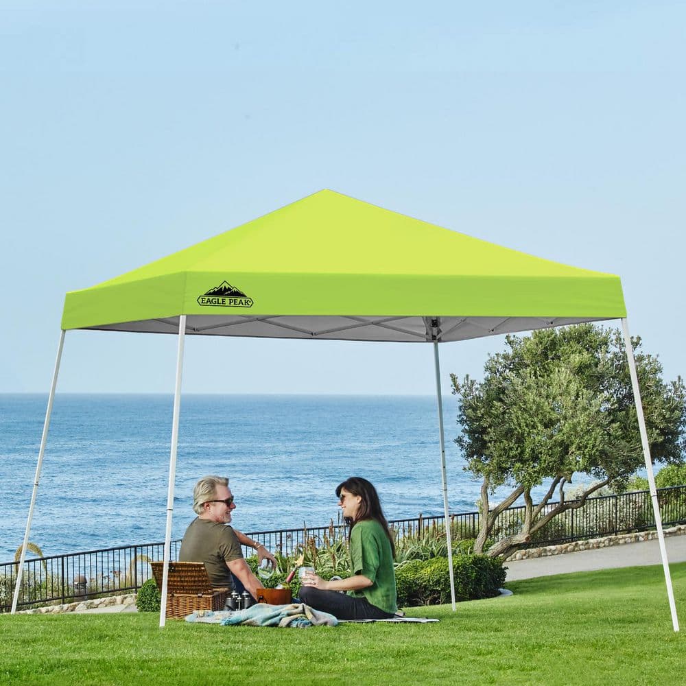 EAGLE PEAK 10 ft. W x 10 ft. D Slant Leg Pop-Up Canopy Tent E64EP-FGRN ...