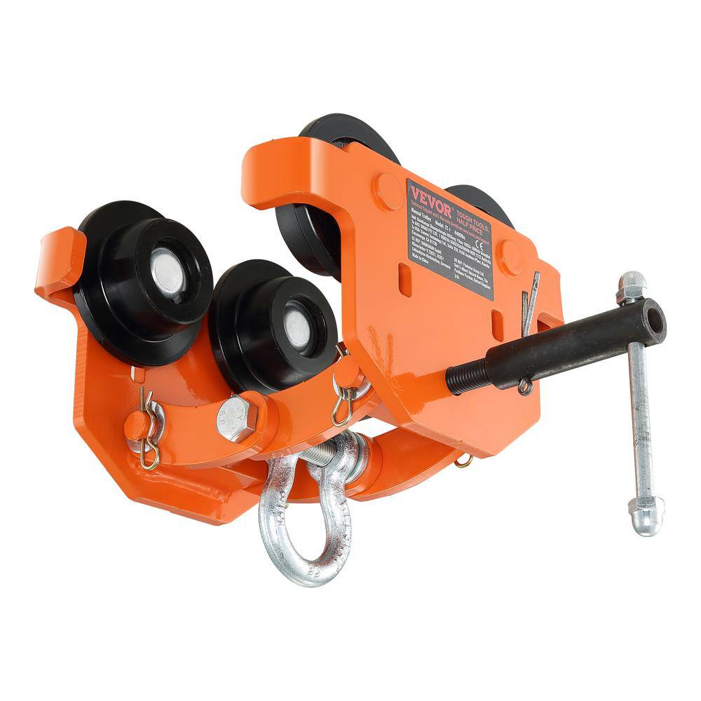 VEVOR Manual Trolley, 4,400 lbs./2 Ton Load Capacity, Push Beam Trolley ...