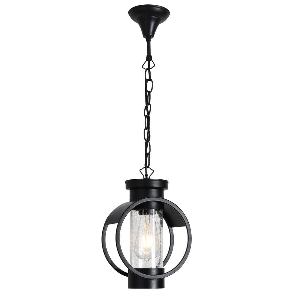 Maxax 1-Light Black Outdoor Pendant Light with Clear Light Bubble Glass ...