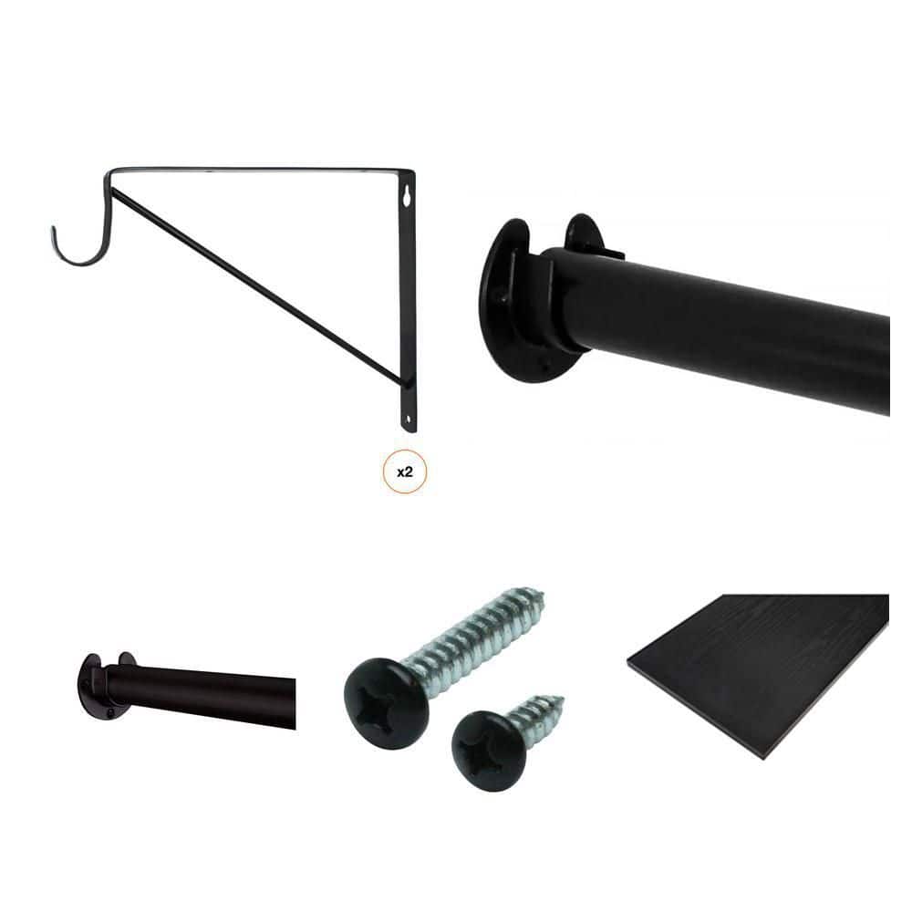 Heavy Duty Shelf Bracket, Rod, Sockets, Screws, 12 in. x 36 in. Shelf ...