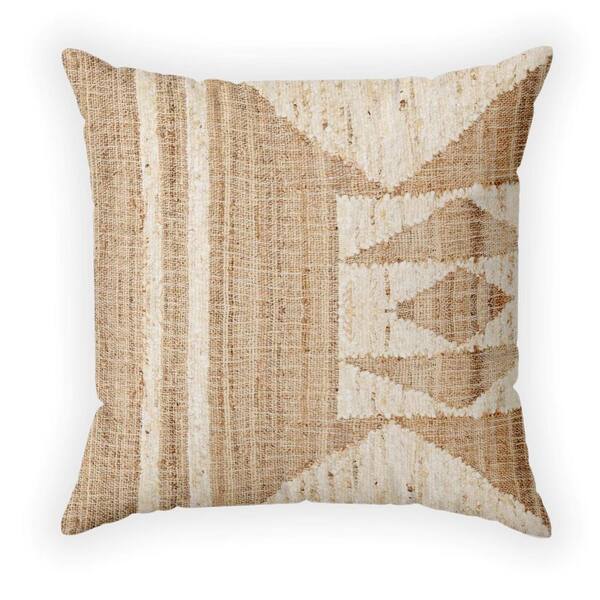 18 in. x 18 in. Woven Outdoor Orange/White Recyled Polyester Throw ...