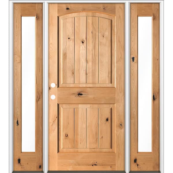 Krosswood Doors 58 in. x 80 in. Knotty Alder Arch Top Right-Hand ...