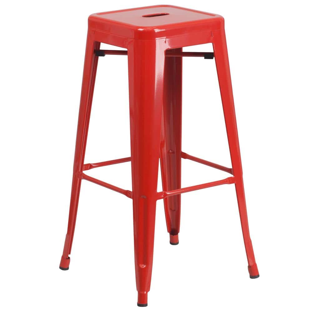 Flash Furniture 30 in. Red Metal Bar Stool CH3132030RED - The Home Depot