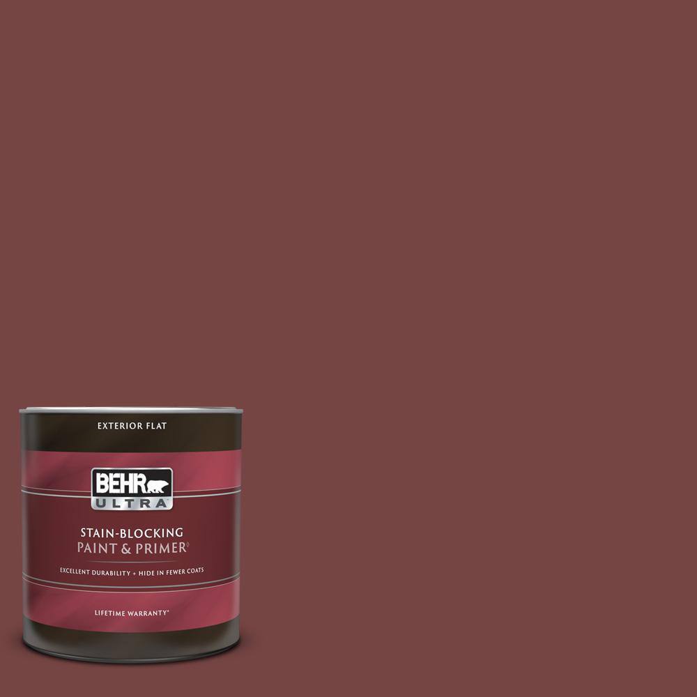 BEHR ULTRA 1 qt. #S130-7 Cherry Cola Flat Exterior Paint & Primer ...