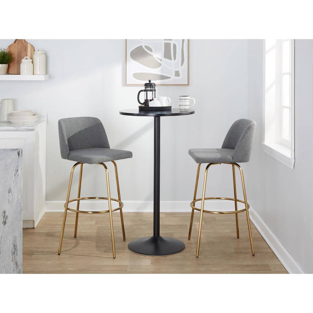 Lumisource Toriano 29.75 in. Grey Fabric and Gold Metal Fixed-Height ...