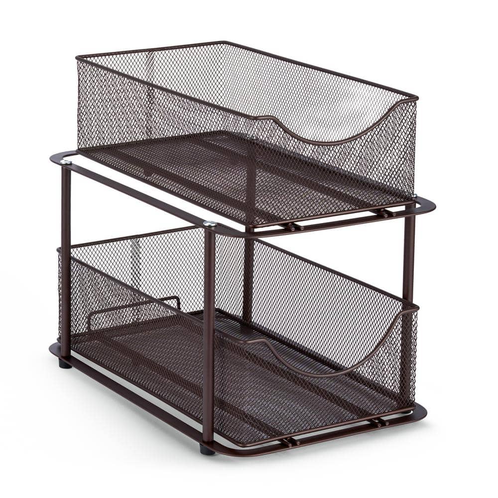 Sorbus 2 Tier Bronze Metal Mesh Sliding Drawers Organizer Baskets SHL ...