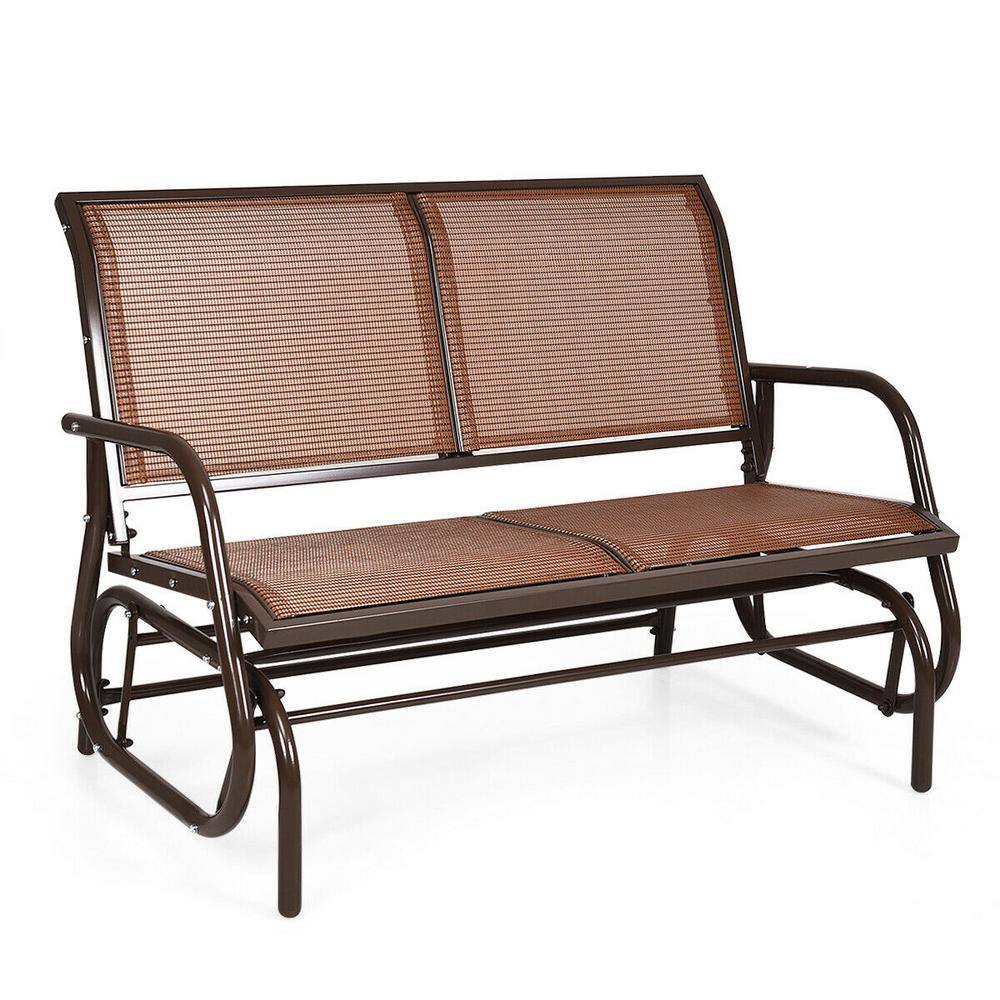 FORCLOVER 48 in. Metal Outdoor Glider Chair Loveseat Rocker Lounge ...