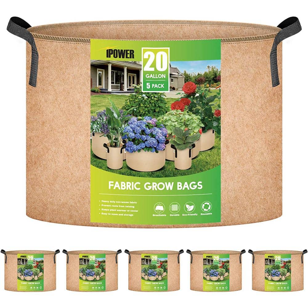 iPower 20 Gal. Grow Bags Nonwoven Fabric Pots Aeration Container with ...