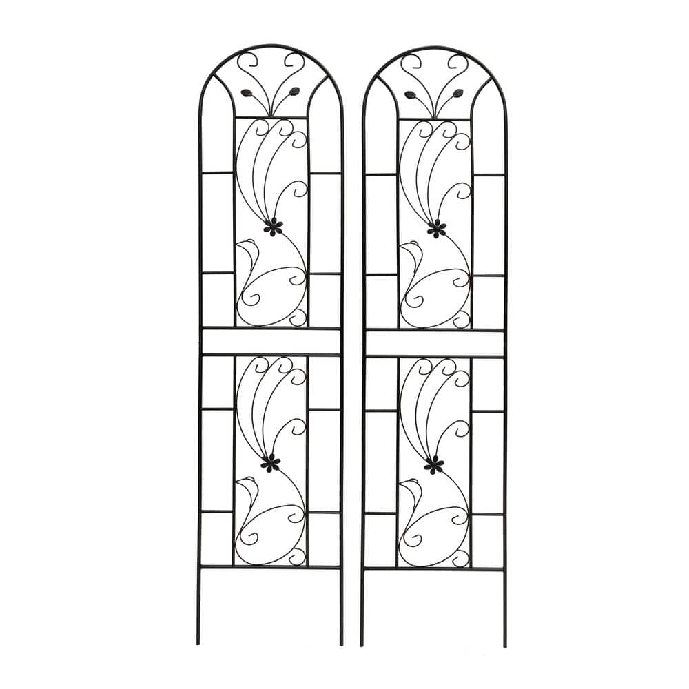 Black 87 in. Metal Galvanized Garden Trellises, Rustproof Trellis for ...