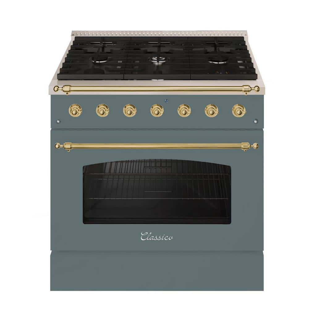 Hallman Classico 36" 5.2 cu. ft. 6-Burners Freestanding Dual Fuel Range ...