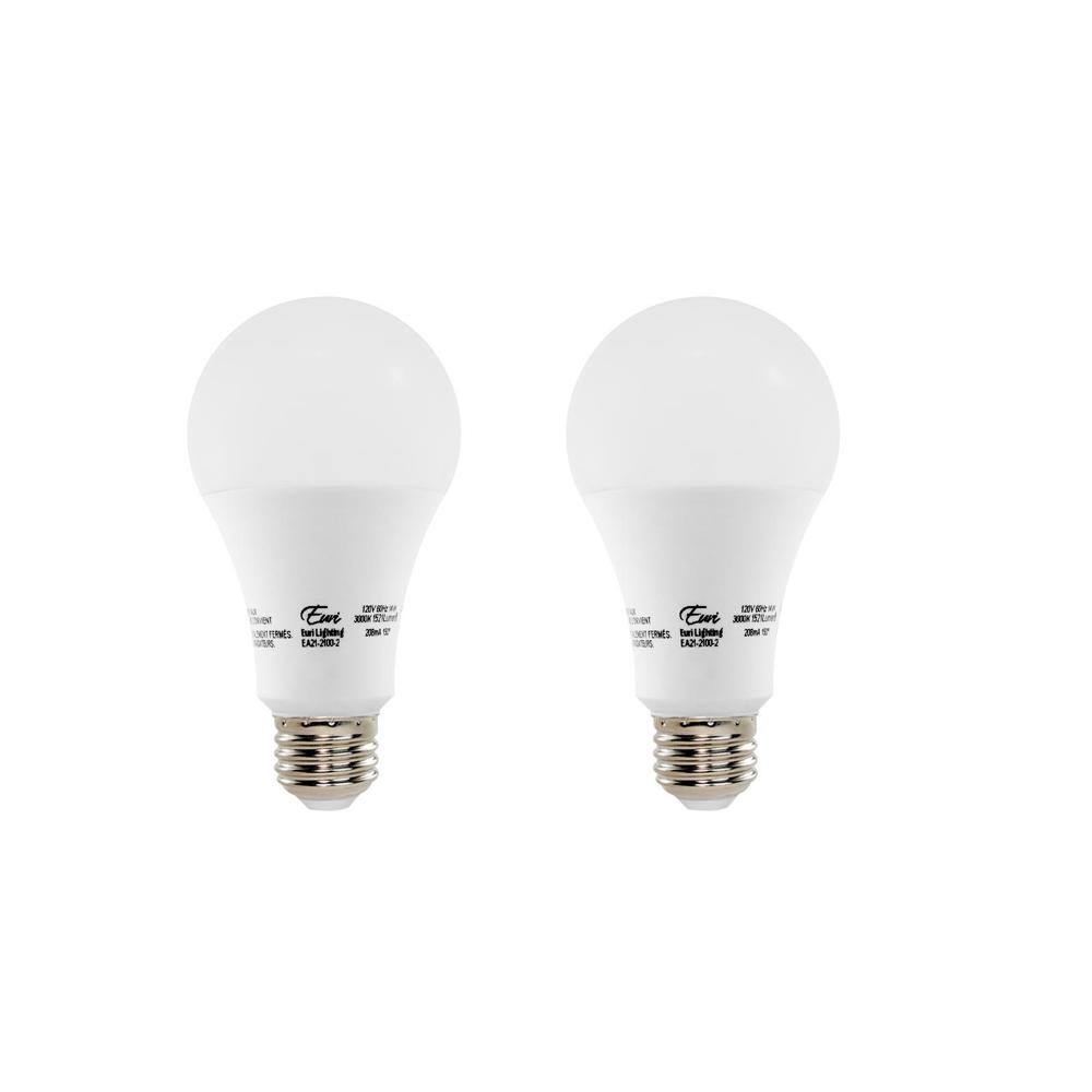 100W Equivalent Soft White (3000K) A21 LED Light Bulb (2-Pack)-EA21 ...