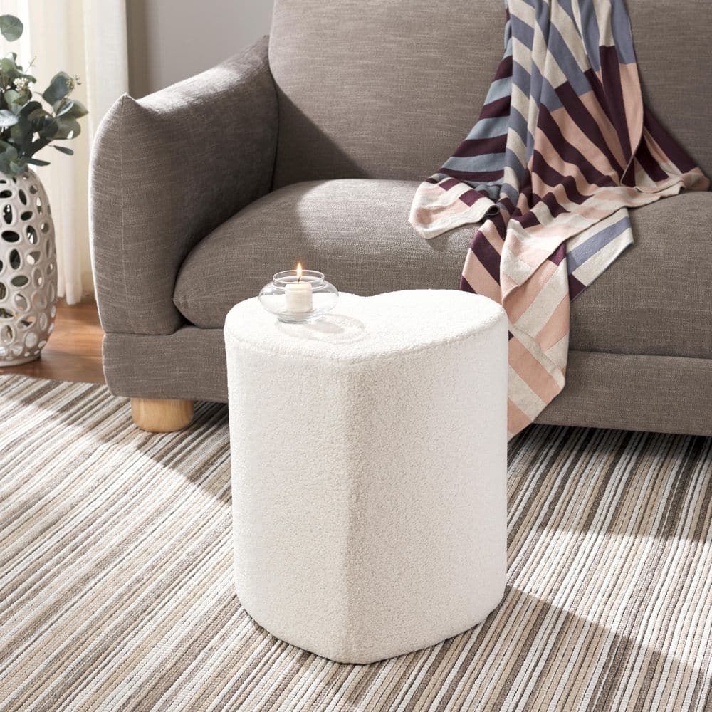 SAFAVIEH Milena Ivory Sherpa Square Accent Ottoman OTT7502A - The Home Depot