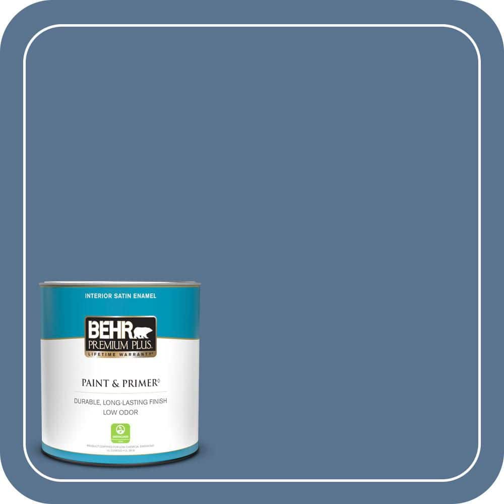 BEHR PREMIUM PLUS 1 qt. #PPU14-18 Laguna Blue Satin Enamel Low Odor ...
