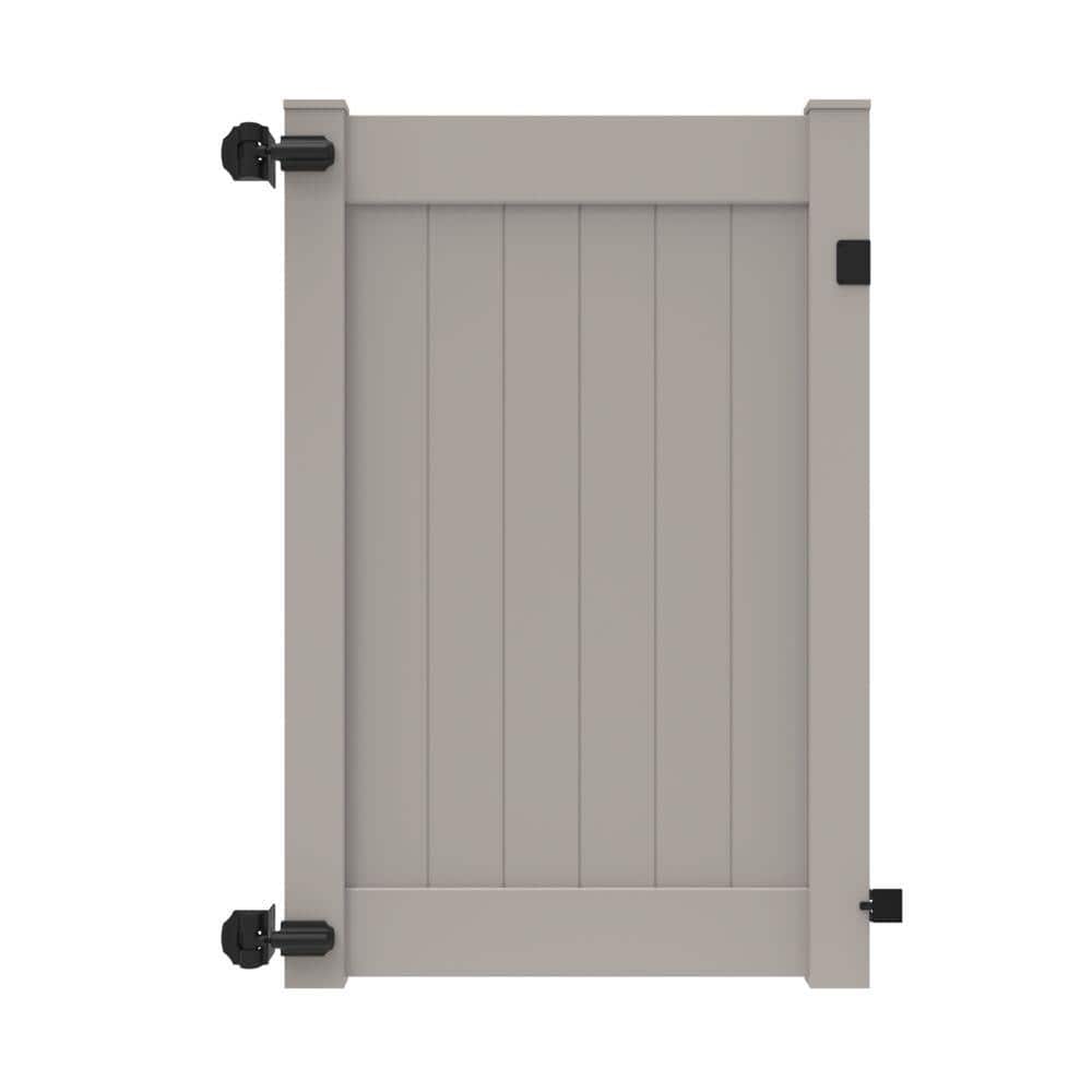 Barrette Outdoor Living Linden 4 ft. x 6 ft. Gray Vinyl Fence Gate Kit ...