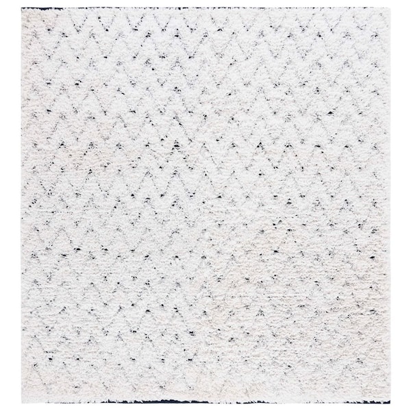 SAFAVIEH Casablanca 6 ft. x 6 ft. Ivory/Navy Chevron Striped Square ...