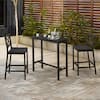 LUE BONA Humphrey 3 Piece 55 in. Black Aluminum Outdoor Patio Dining ...