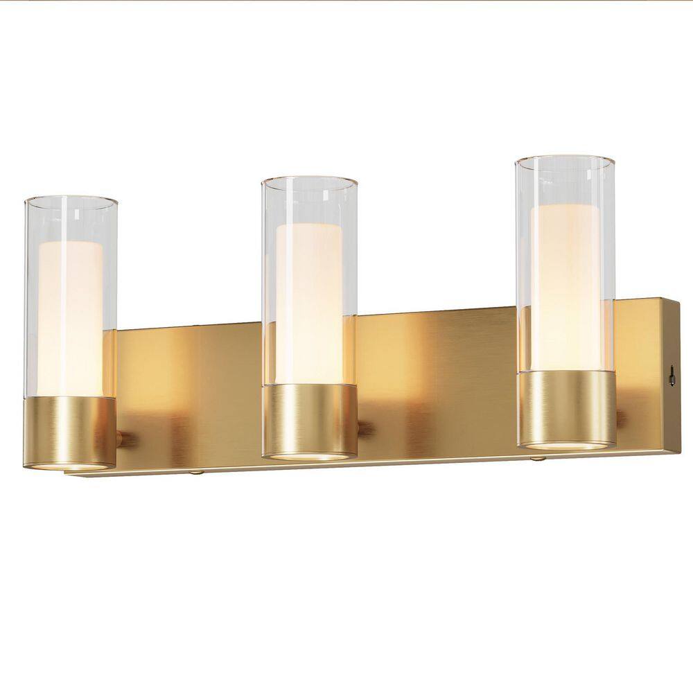 BYBLIGHT 19.7 in. 3-Light Gold Integrated LED Bathroom Vanity Light ...