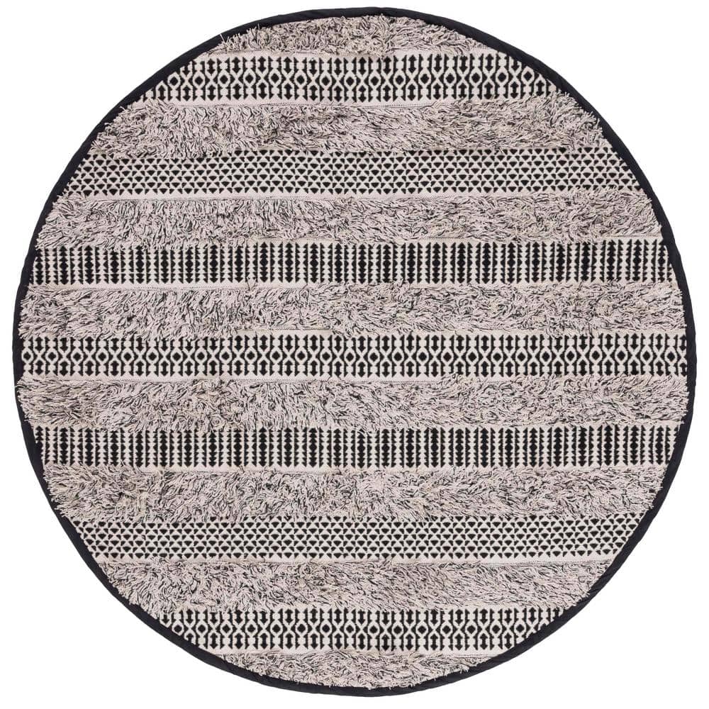 SAFAVIEH Natura Black/Ivory 6 ft. x 6 ft. Abstract Native American ...