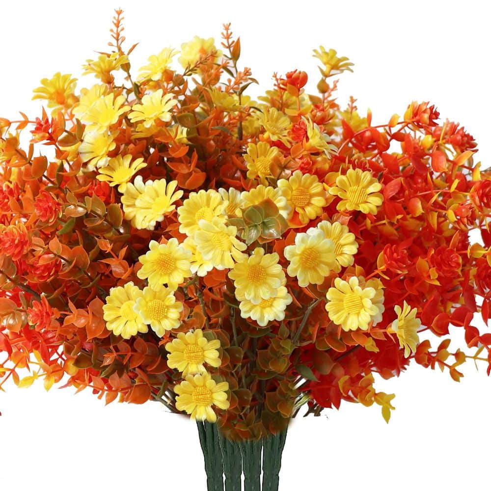 14 in. Gold 16 Bundles Indoor/Outdoor Artificial Fall Daisy and ...