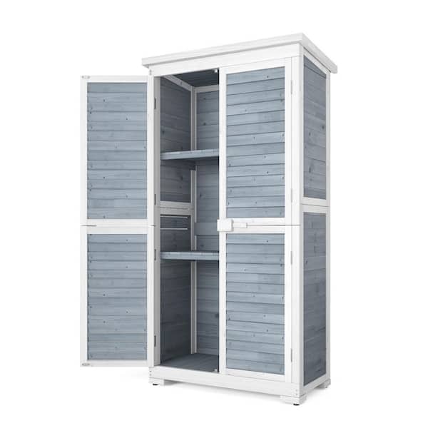 3 ft. W x 1 ft. D Garden Wood Storage Cabinet Outdoor Tool Storage Shed ...