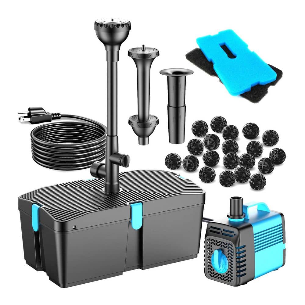 Oyezvary 660GPH Submersible Pond Pump and Filter Kit with Fountain ...