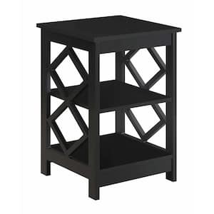HOMESTOCK 1-Drawer Distressed Black 15.74 in. W Rectangle MDF End Table ...