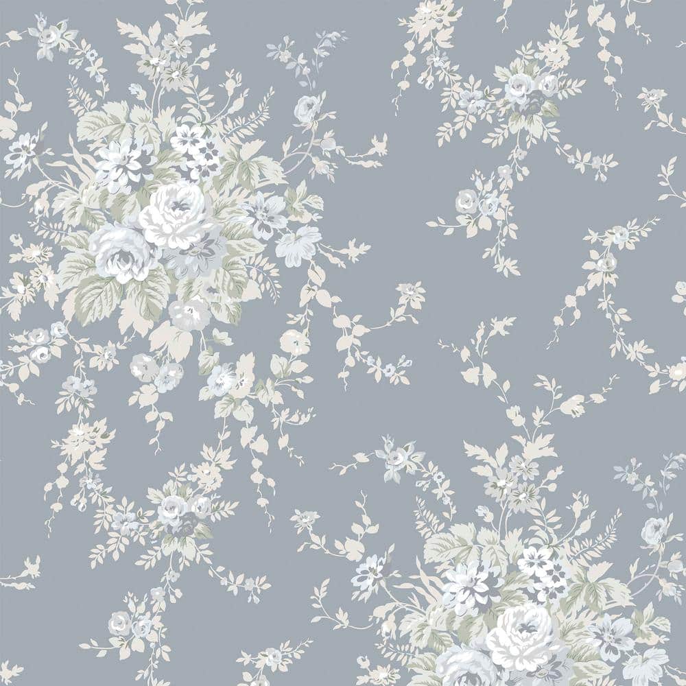 Shabby Chic Garden Floral Slate Grey Wallpaper 125129 - The Home Depot