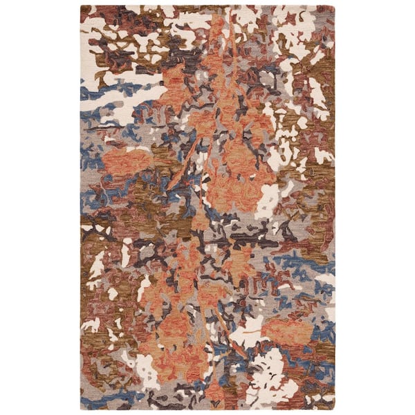 SAFAVIEH Blossom 5 ft. x 8 ft. Rust/Ivory Abstract Floral Area Rug ...
